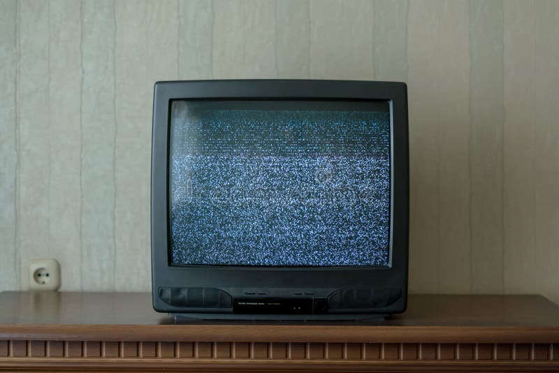 Black Old TV with Static on Screen Stock Photo - Image of news, black ...