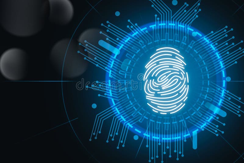 Black Online Identification Fingerprint Interface Stock Illustration ...
