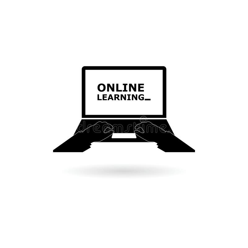 Black Online Learning Text Written on Laptop Icon or Logo Stock ...