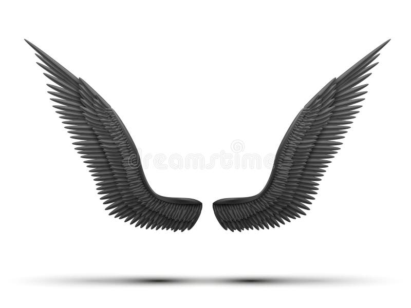 Black open angel wings. stock illustration. Illustration of mikhail ...