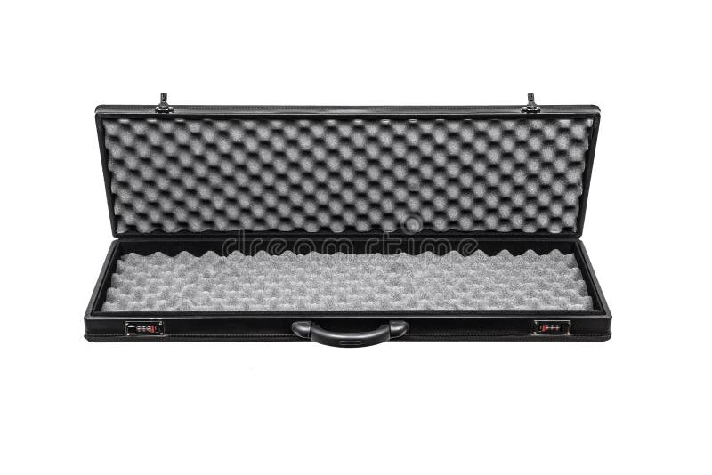 Black Open Case for Guns Isolated for White Stock Photo - Image of hand ...