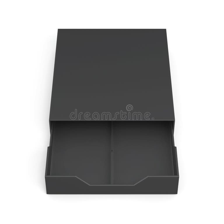 Black Open Drawer Box on White Background. 3d Rendering Stock ...
