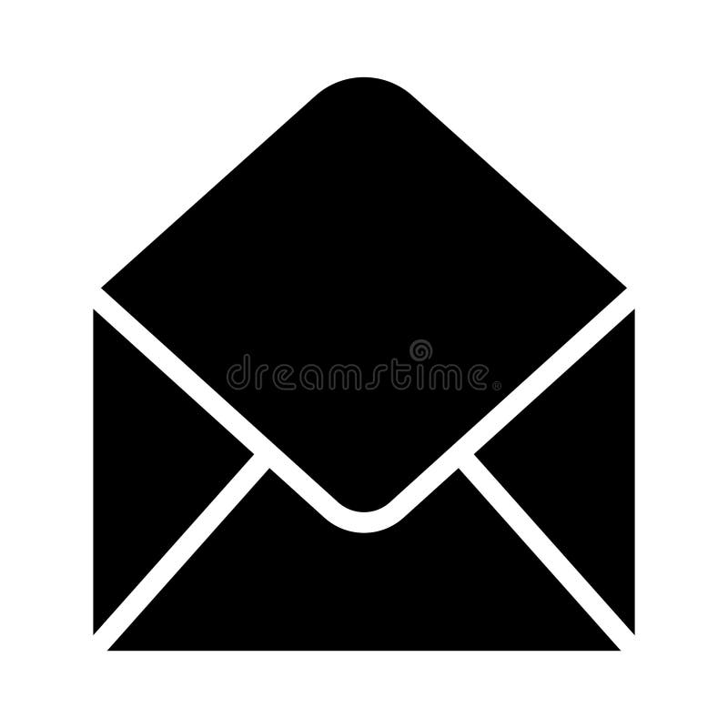 Black Open Empty Email Icon. Mail Envelope Pictogram Stock Vector ...