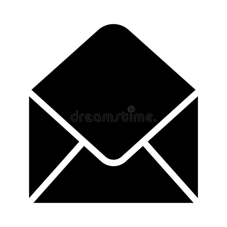 Black Open Empty Email Icon. Mail Envelope Pictogram Stock Vector ...