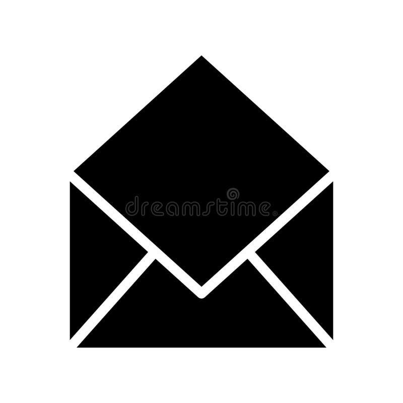 Black Open Empty Email Icon. Mail Envelope Silhouette Stock Vector ...