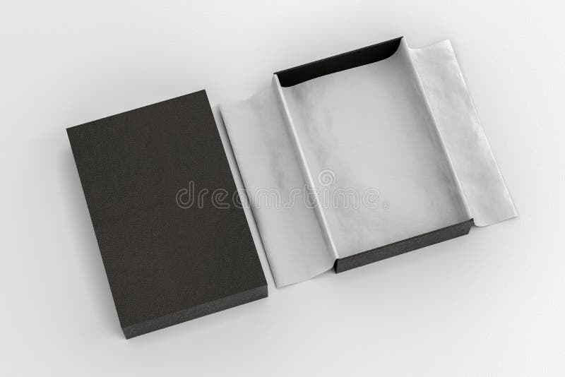 Gift Box Mockup with Unfolded Wrapping Paper Stock Illustration ...