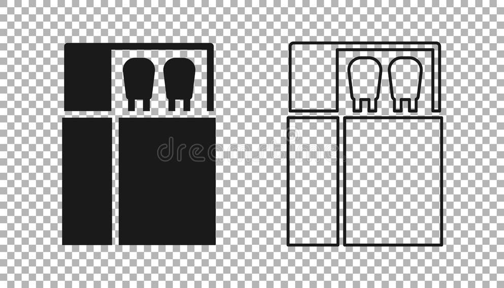 Black Open Matchbox and Matches Icon Isolated on Transparent Background ...