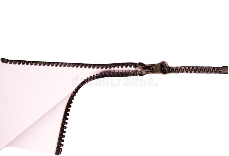 Black Open Zipper, White Base, Lapel. Stock Photo - Image of ...