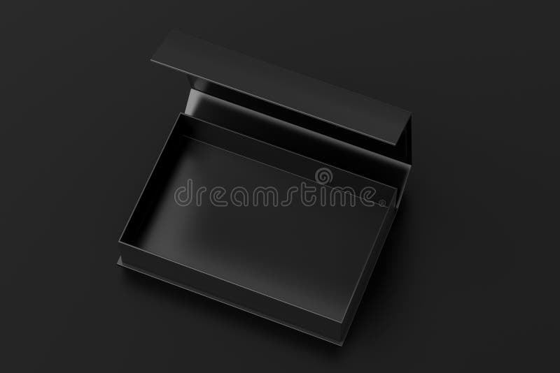 Black Opened Rectangle Folding Gift Box Mock Up on Black Background ...