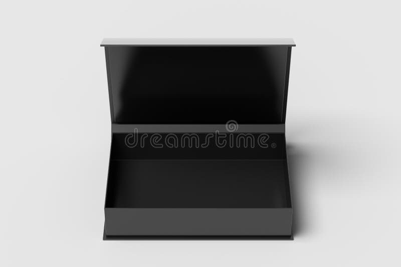 Black Opened Rectangle Folding Gift Box Mock Up on White Background ...