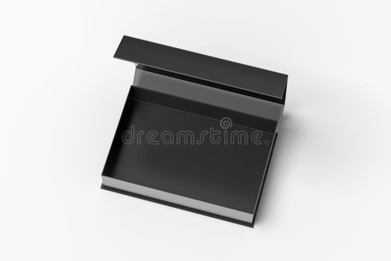 Black Opened Rectangle Folding Gift Box Mock Up on White Background ...