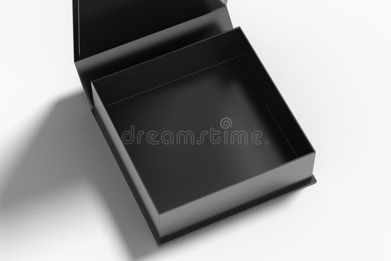 Black Opened Square Folding Gift Box Mock Up on White Background. View ...