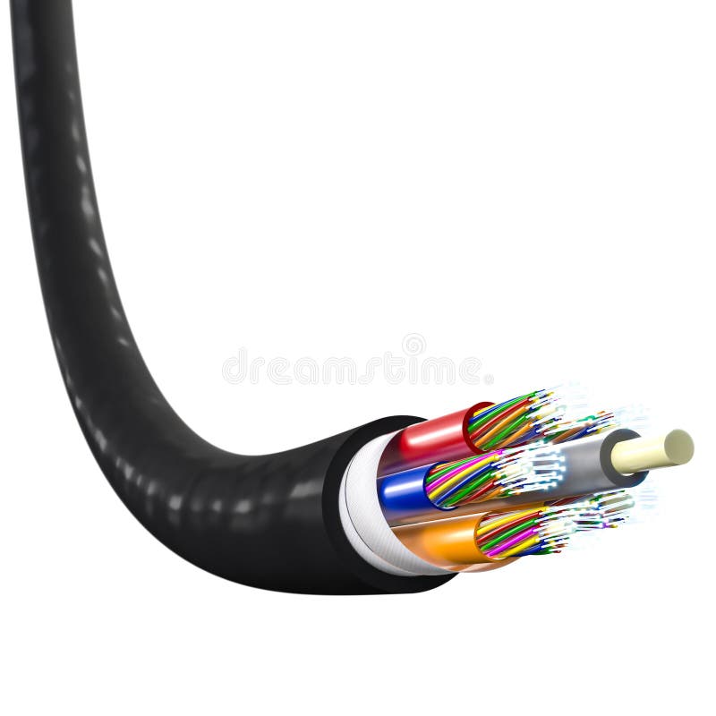 Black Optical Fibre Cable Isolated on White Stock Illustration ...