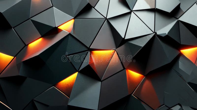 A Black and Orange Abstract Wall with Many Triangles Stock Footage ...