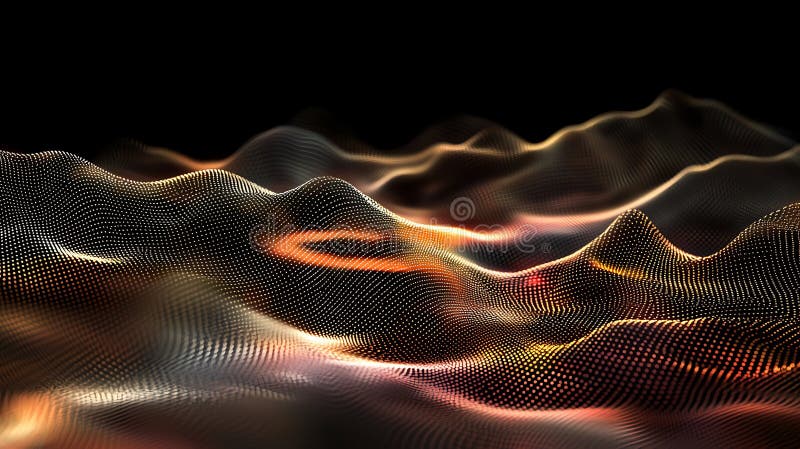 A Black and Orange Background with a Wave of Dots Stock Illustration ...