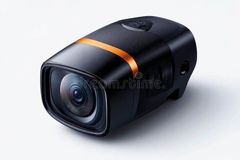 A Black and Orange Camera on a White Background Stock Image - Image of ...