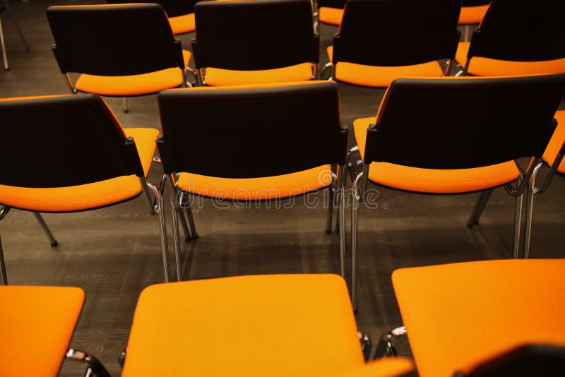 Orange Conference Presentation Seats Stock Photo - Image of attend ...