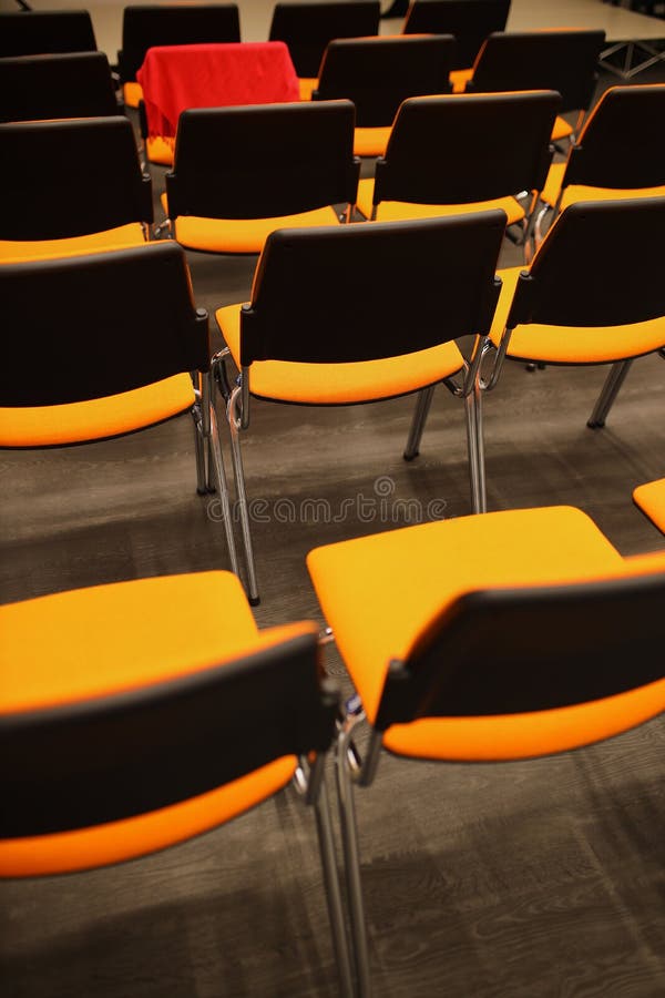 Orange Conference Presentation Seats Stock Photo - Image of attend ...