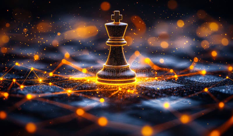 A Chess Piece is on a Black and Orange Background Stock Photo - Image ...