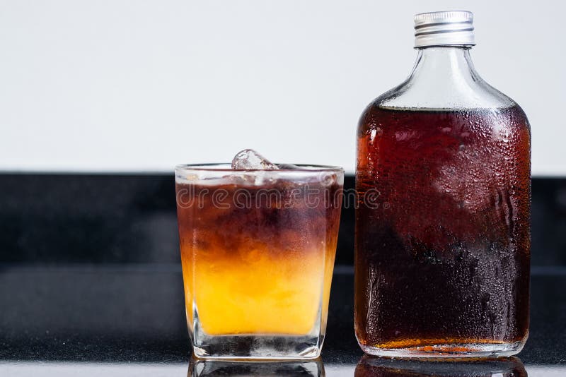 Black Orange Coffee with a Bottle of Cold Brew Coffee Stock Image ...