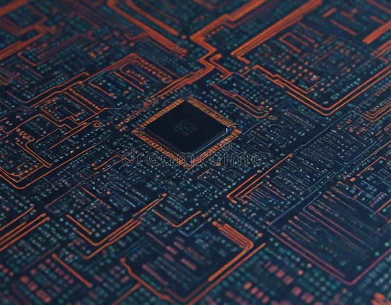 Black and Orange Computer CIrcuit Board Pathway Communications Stock ...