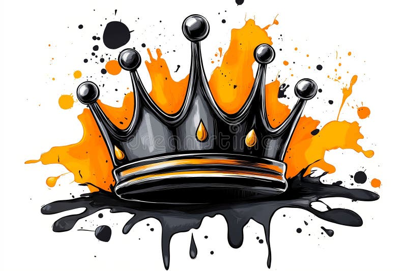 A Black and Orange Crown with Splashes of Paint on it Stock ...