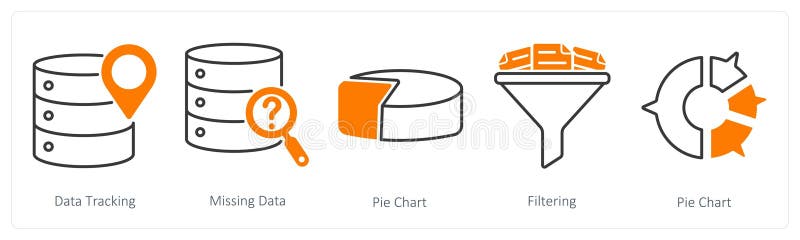 A Set of 5 Diagram Icons As Data Tracking, Missing Data, Pie Chart ...