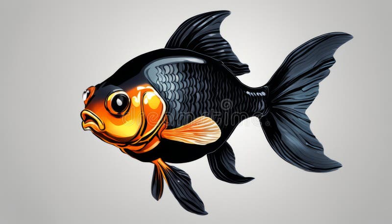 A Black and Orange Fish with a Frowning Face Stock Illustration ...