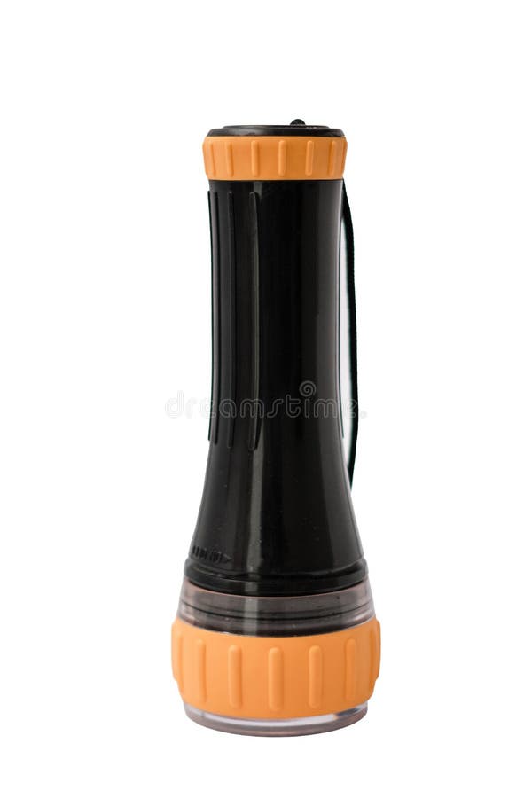 A Black and Orange Flashlight with a Yellow Handle Stock Photo - Image ...
