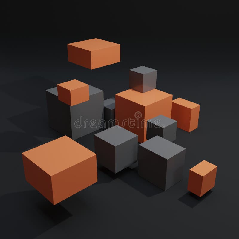 Black and Orange Geometric Cubes Shape Background. 3D Rendering Stock ...