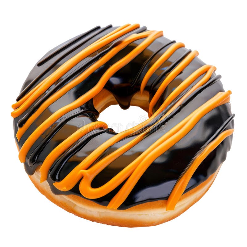 Black and Orange Glazed Donut with Drizzle Stock Image - Illustration ...