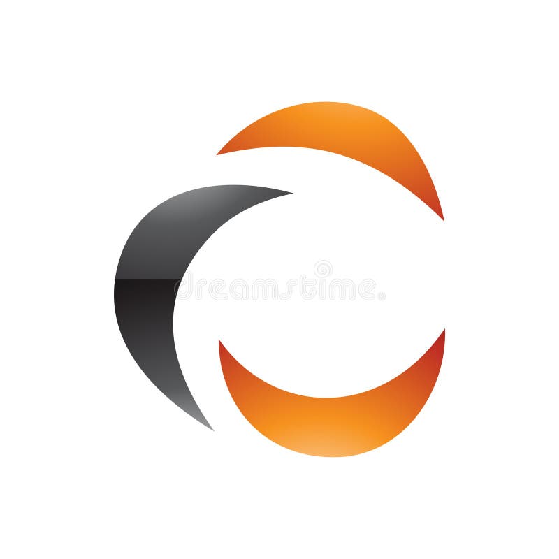 Black and Orange Glossy Crescent Shaped Letter C Icon Stock Vector ...