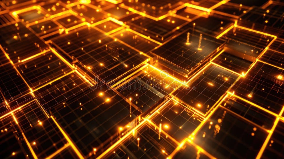 A Black and Orange Grid of Squares with a Yellow Border Stock Photo ...