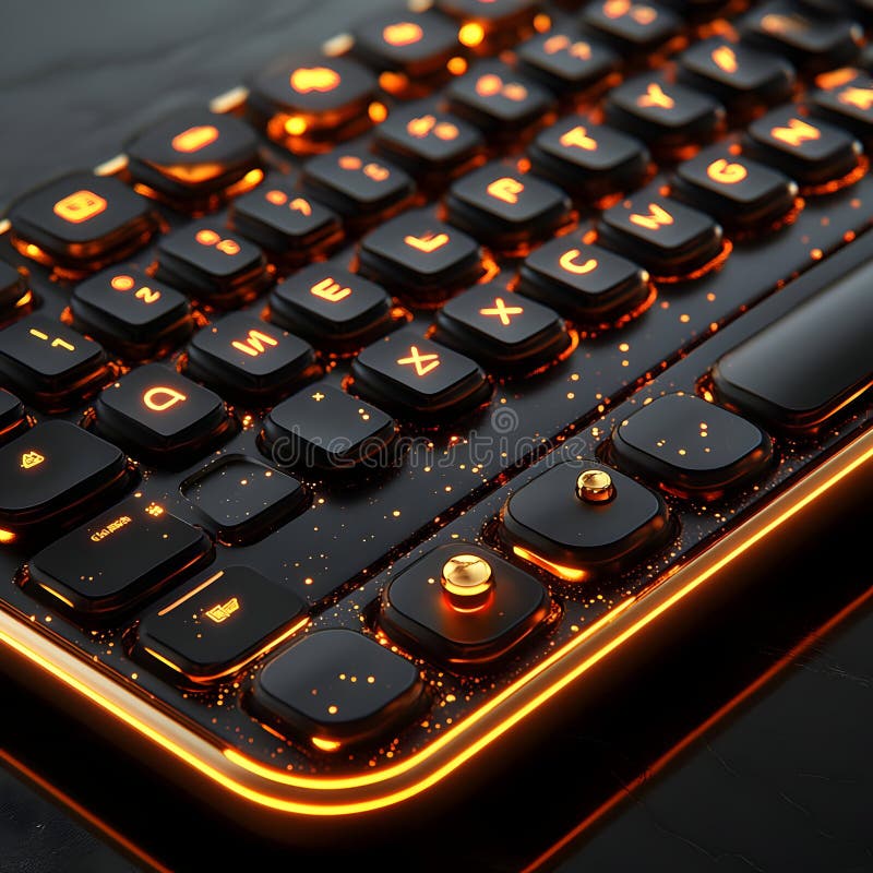 Black and Orange Illuminated Keyboard - 3D Illustration Stock ...