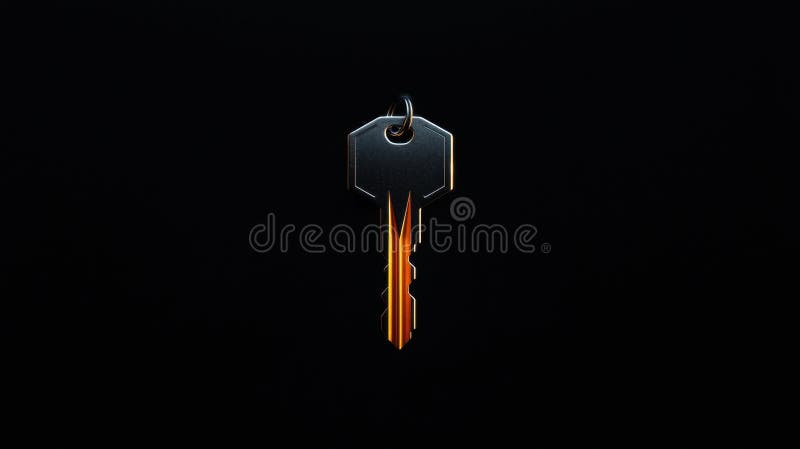 A Black and Orange Key with a Gold Ring. Stock Photo - Image of single ...