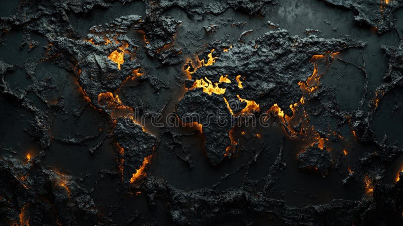 Black and Orange Lava Map of the World Stock Photo - Image of magma ...
