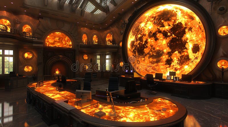 Luxury Home Office with Sun Reflection, Zoom Virtual Background Stock ...