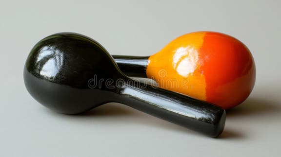 Black and Orange Maracas on Grey Background Stock Illustration ...