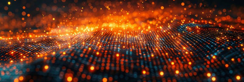 Illustration of Black and Orange Neon Digital Background for Tech ...