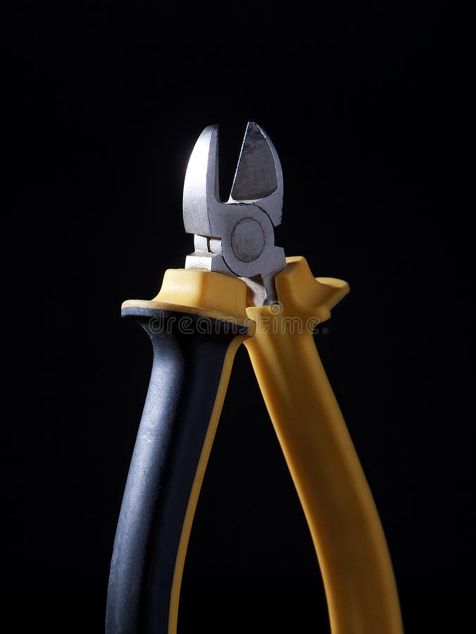 Black and Orange Nippers, Wire Cutters on Black Background Stock Image ...