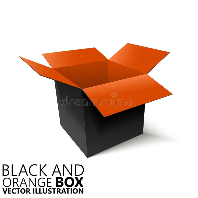 Black and Orange Open Box 3D/ Illustration Stock Illustration ...