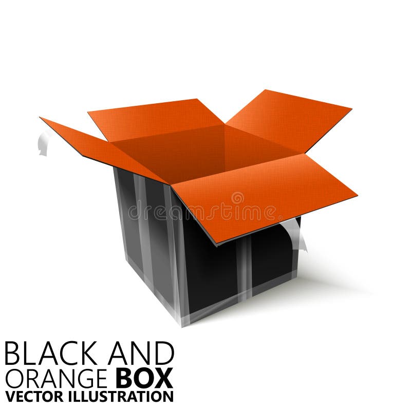 Black and Orange Open Box 3D/ Illustration Stock Illustration ...