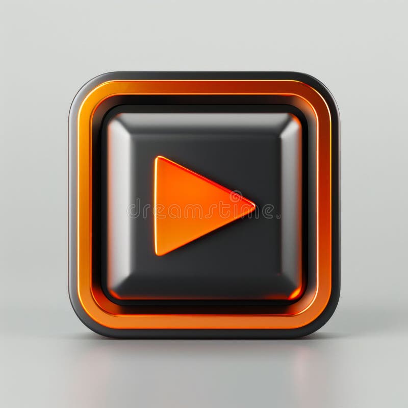 Black and Orange Play Button Icon. Generative Ai Stock Illustration ...
