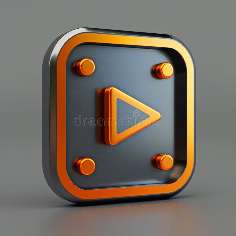 Black and Orange Play Button Icon. Generative Ai Stock Illustration ...
