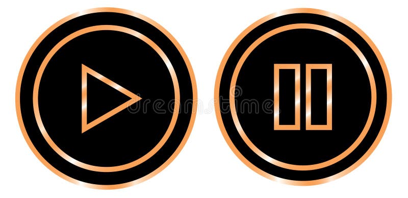 Black Orange Play Pause Button Icon Vector Stock Vector - Illustration ...