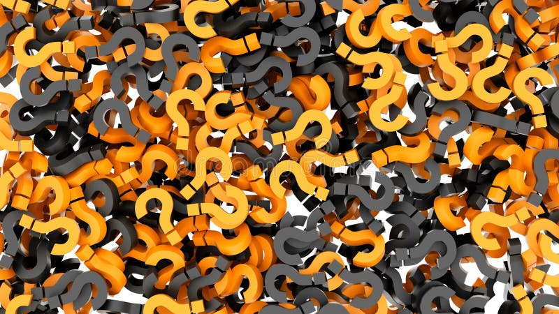 Orange Question Marks Falling Down on Black Alpha Background Stock ...