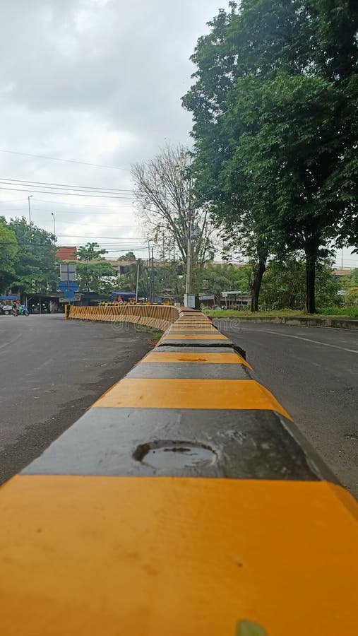 Orange Road Dividers. Curved Line of Dividing Posts on the Double Road ...