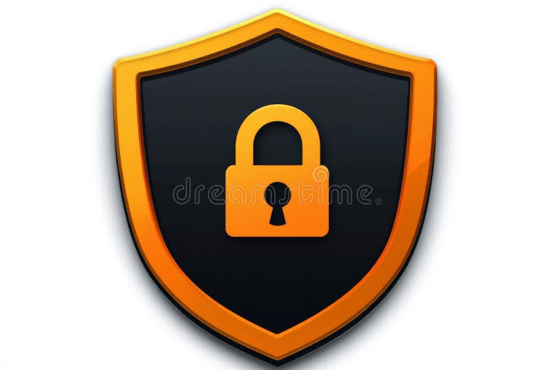 Black Orange Shield Padlock Icon Symbolizing Advanced Encryption ...
