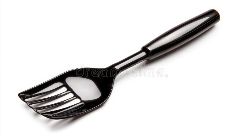 Black and Orange Spork with Sleek Handle Isolated on White Background ...