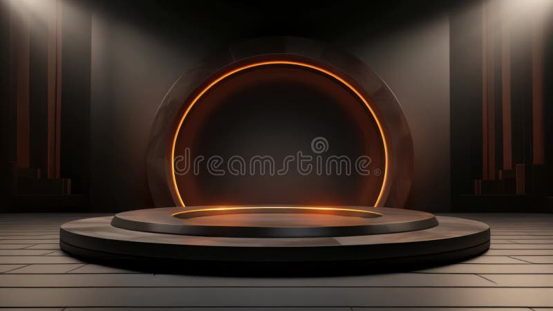 A Black and Orange Stage with a Large Circular Opening Stock Video ...